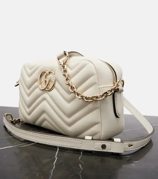 Gucci Gg Marmont Small Leather Crossbody Bag - White