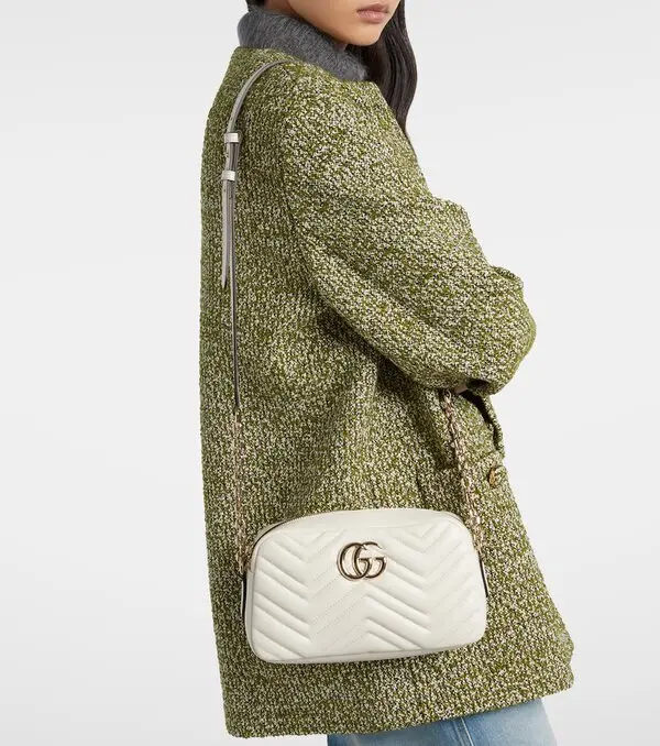 Gucci Gg Marmont Small Leather Crossbody Bag - White