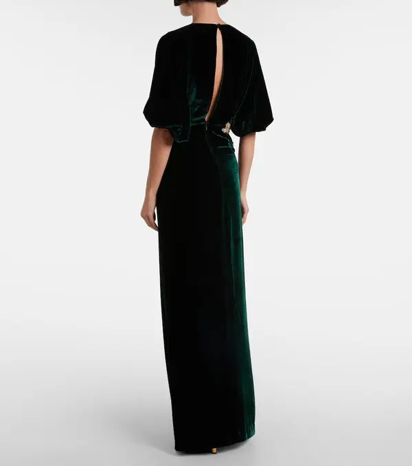 Costarellos Floral Velvet Maxi Dress