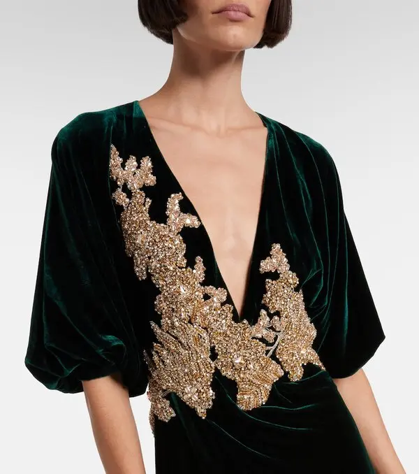 Costarellos Floral Velvet Maxi Dress