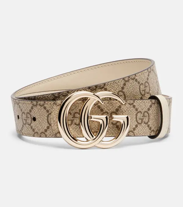 Gucci Gg Marmont Reversible Leather Belt - Beige