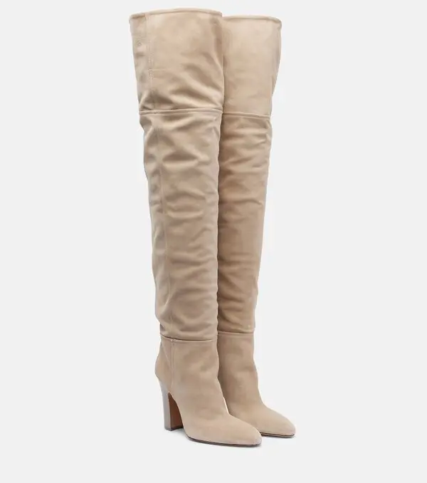 Paris Texas Lavinia 100 Suede Over-the-knee Boots - Beige