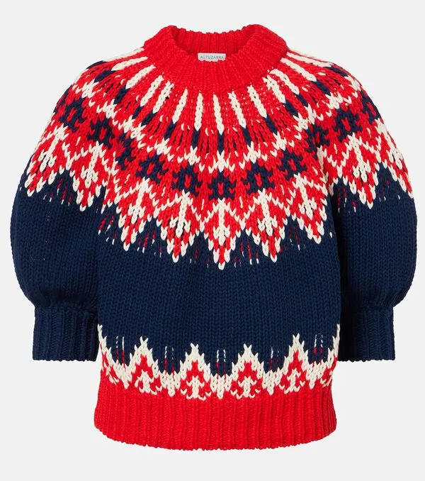 Altuzarra Marty Fair Isle Cotton Sweater - Blue