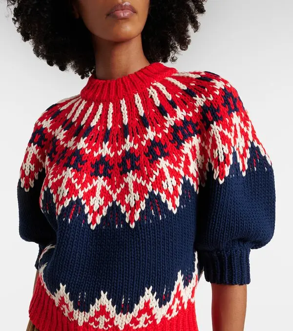 Altuzarra Marty Fair Isle Cotton Sweater - Blue