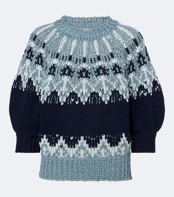 Altuzarra Marty Fair Isle Cotton Sweater - Blue