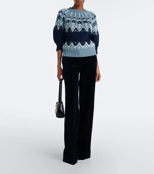 Altuzarra Marty Fair Isle Cotton Sweater - Blue