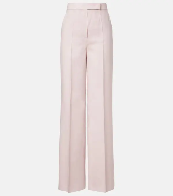 Max Mara Girone Wool, Mohair, And Silk Wide-leg Pants - Pink