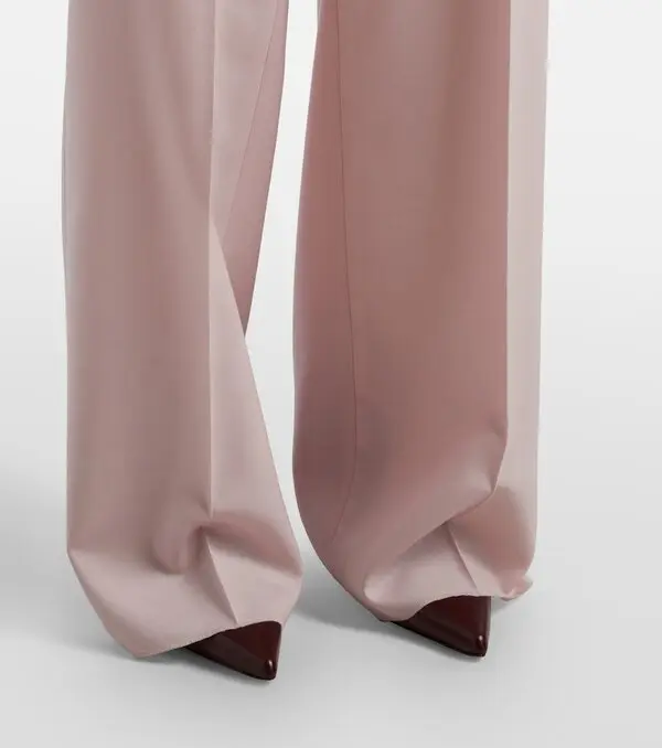 Max Mara Girone Wool, Mohair, And Silk Wide-leg Pants - Pink
