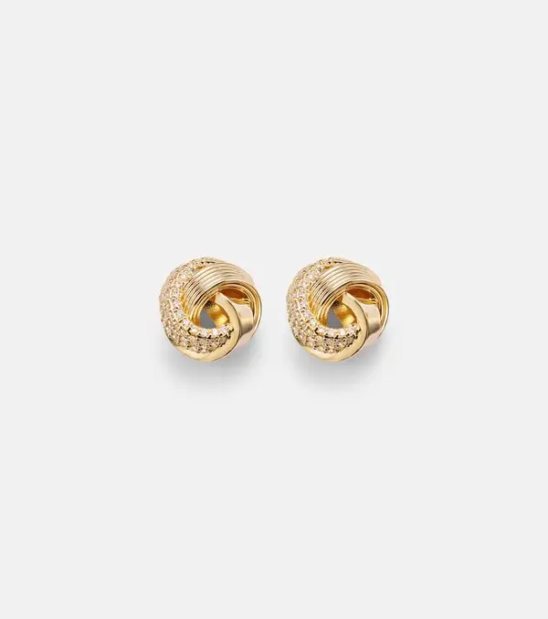 SYDNEY EVAN Tri-link 14kt Yellow Earrings With Diamonds - Gold