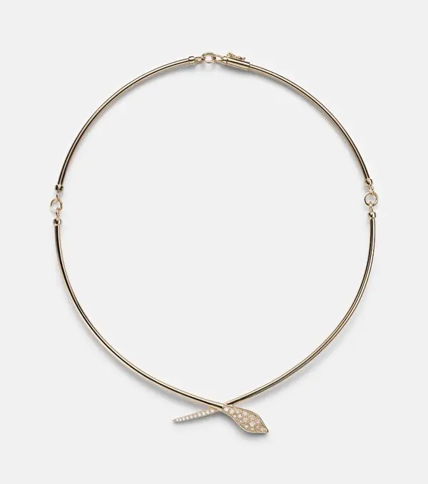SYDNEY EVAN Snake Choker With Diamonds - Gold