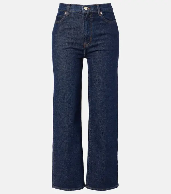 FRAME Cropped High-rise Wide-leg Jeans - Blue