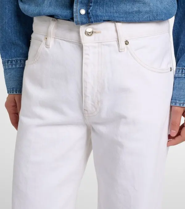 FRAME Bubble Mid-rise Wide-leg Jeans - White