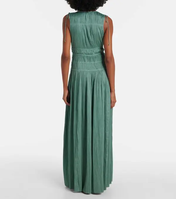 Ulla Johnson Tasneem Satin Plissé Gown - Blue