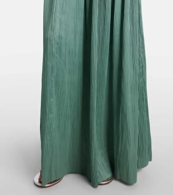 Ulla Johnson Tasneem Satin Plissé Gown - Blue