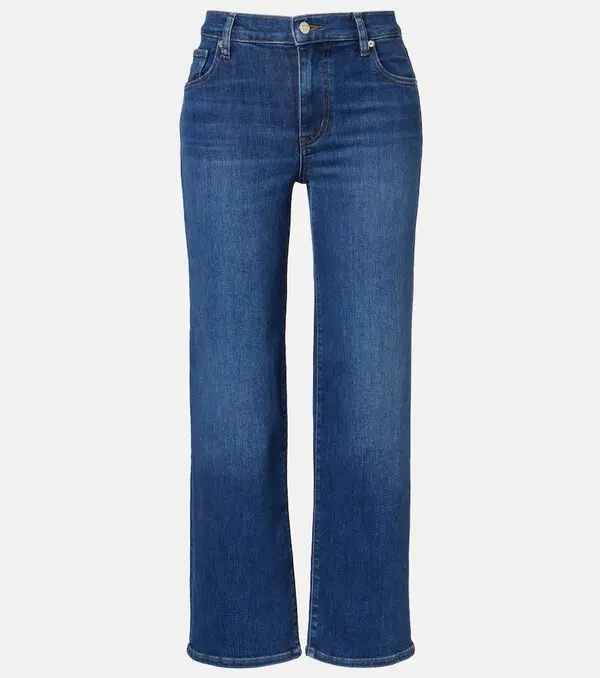 FRAME Mellow Cropped Mid-rise Straight Jeans - Blue