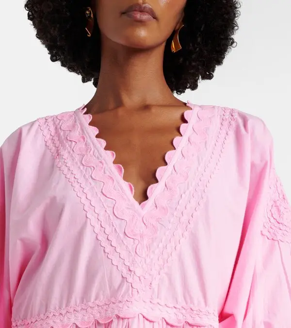 JULIET DUNN Embroidered Tiered Cotton Poplin Mini Dress