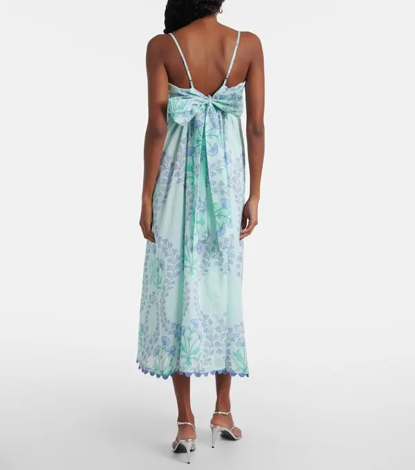 JULIET DUNN Floral Cotton Midi Dress - Blue