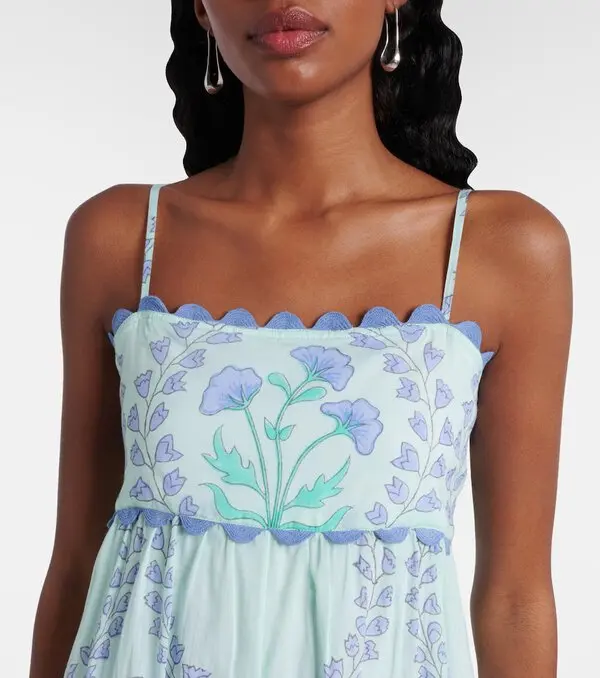 JULIET DUNN Floral Cotton Midi Dress - Blue