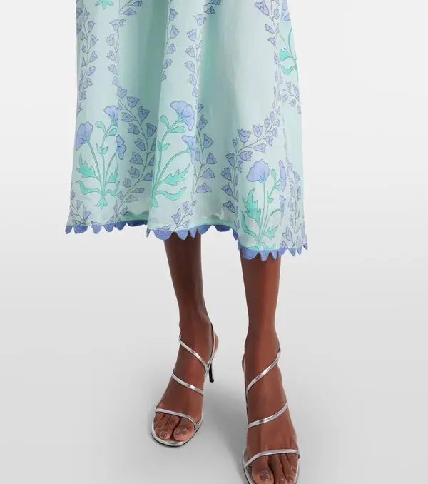 JULIET DUNN Floral Cotton Midi Dress - Blue