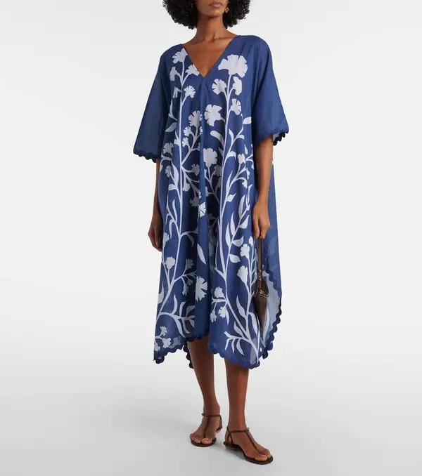 JULIET DUNN Scalloped Cotton Kaftan