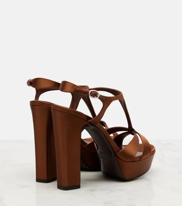 JIMMY CHOO Kesia 120 Satin Platform Sandals - Brown
