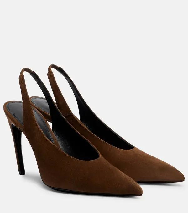 Attico Viper Suede Slingback Pumps - Brown