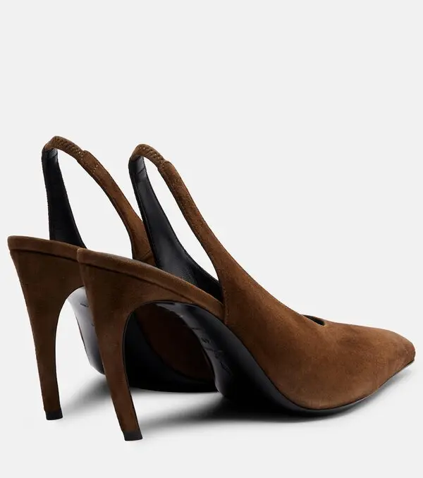 Attico Viper Suede Slingback Pumps - Brown