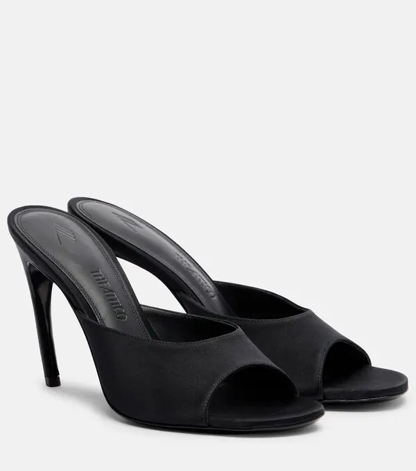 Attico Betta Satin Mules - Black