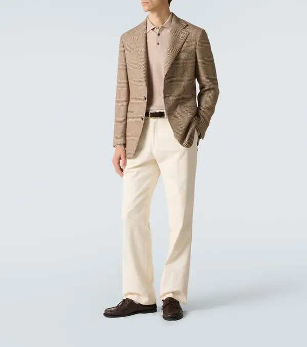 SAMAN AMEL Prince Of Wales Check Alpaca Blazer - Brown