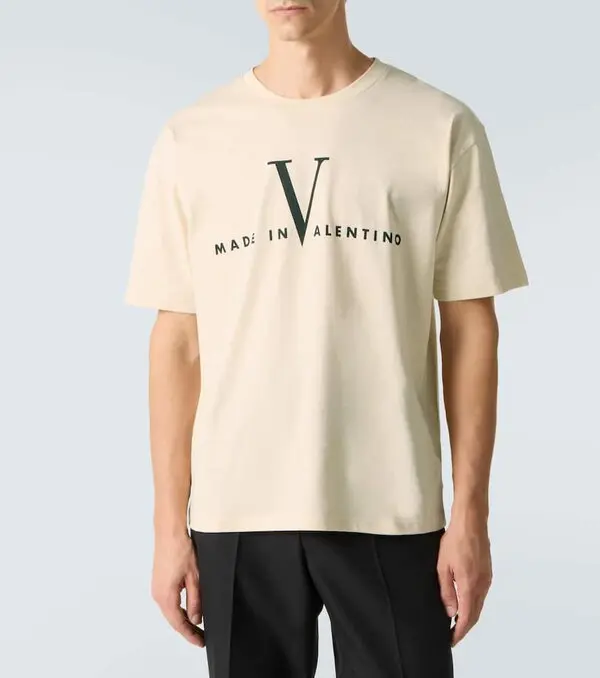 Valentino Garavani Logo Cotton Jersey T-shirt - Beige