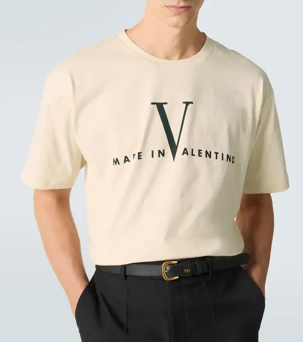 Valentino Garavani Logo Cotton Jersey T-shirt - Beige