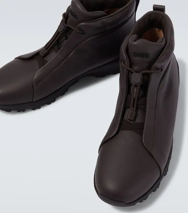 Zegna Triple Stitch Vetta Leather Sneakers