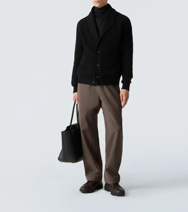 Zegna Waffle-knit Cashmere-blend Shawl Collar Cardigan