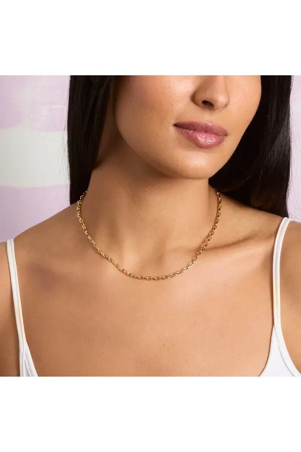 JANE WIN Long Link Box Chain Necklace