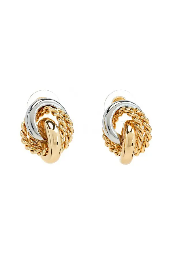 KENNETH JAY LANE Two-tone Knot Pierced Earrings - Gold