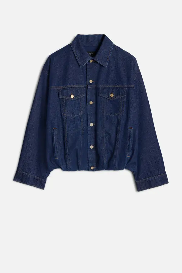 7 For All Mankind Indigo Soul Gathered Hem Jacket