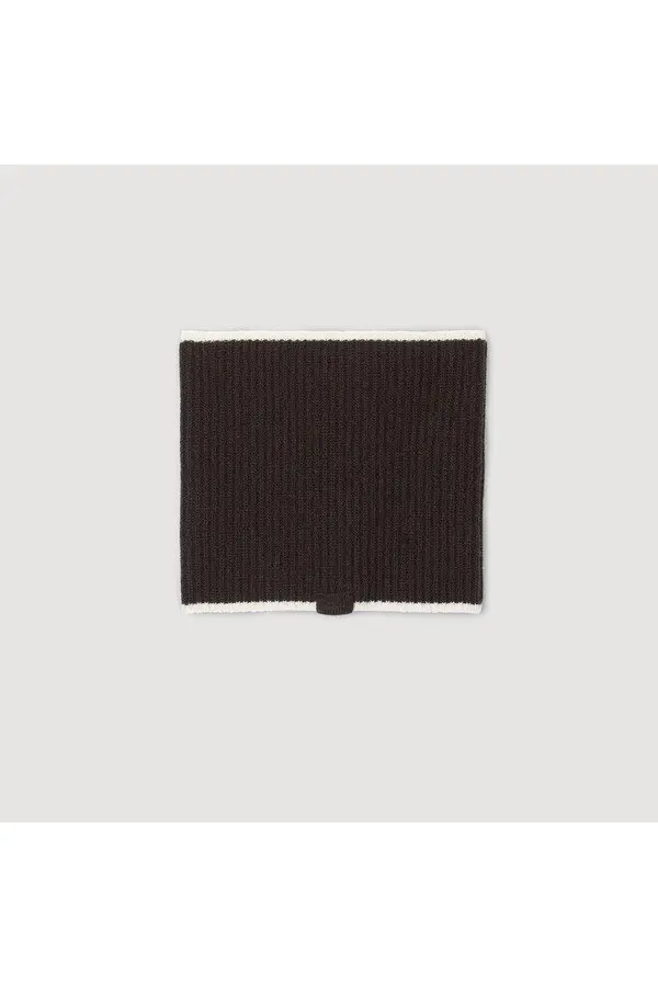 Sandro Ribbed Knit Neck Warmer - Brown