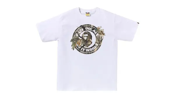 A BATHING APE Tree Edge Camo Busy Works Tee Shirt - White/brown