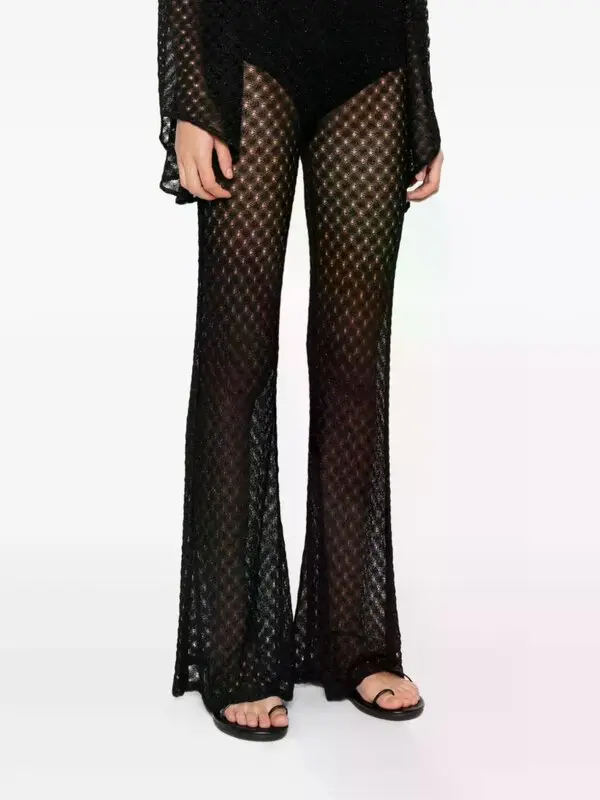 Missoni Crochet-knit Sheer Flared Trousers - Black