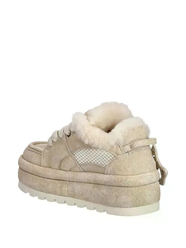 NAKED WOLFE Beau Shearling Platform Sneakers - Neutrals