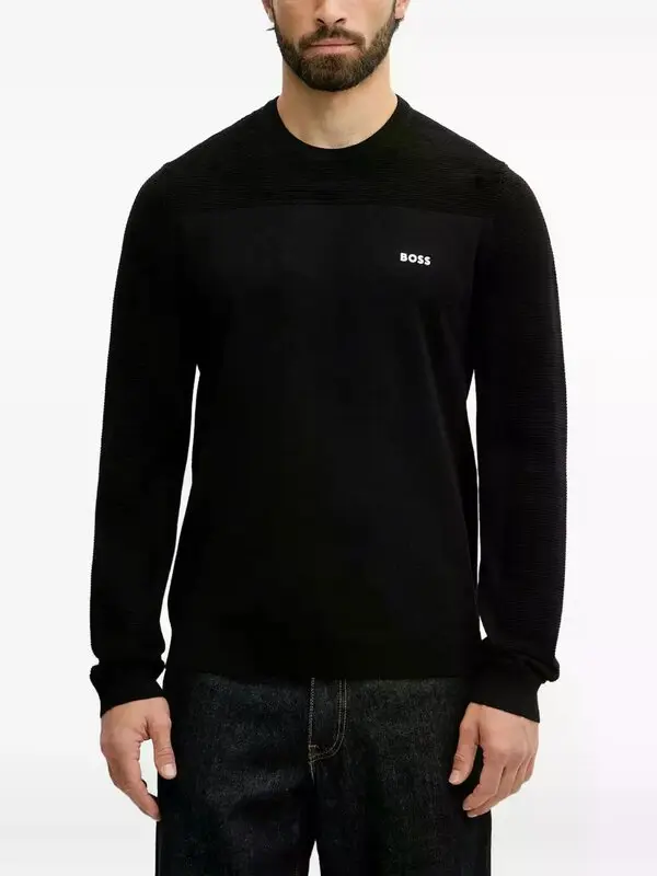 BOSS Textured Logo-print Sweater