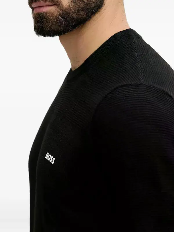 BOSS Textured Logo-print Sweater