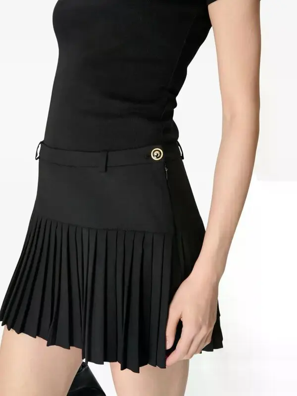 MARINE SERRE Pleated Twill Mini Skirt - Black