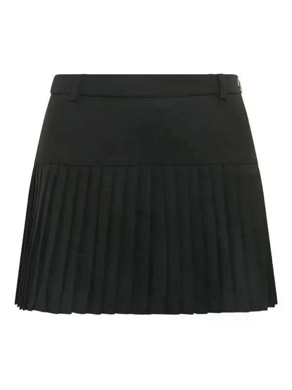 MARINE SERRE Pleated Twill Mini Skirt - Black