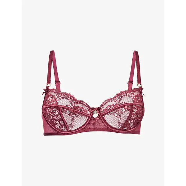 Lounge Adelyn Balcony Lace Bra - Cherry Lacquer