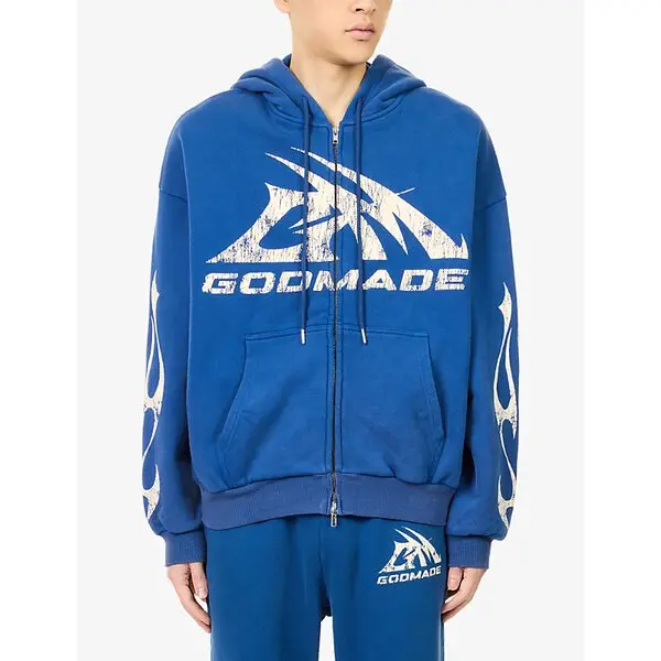 GODMADE Graphic-print Washed Cotton Hoody