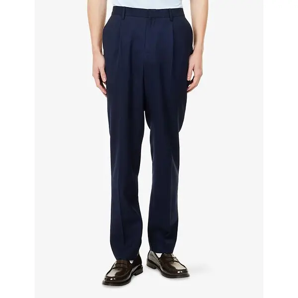 Sunspel Pleated Straight-leg Wool Trousers