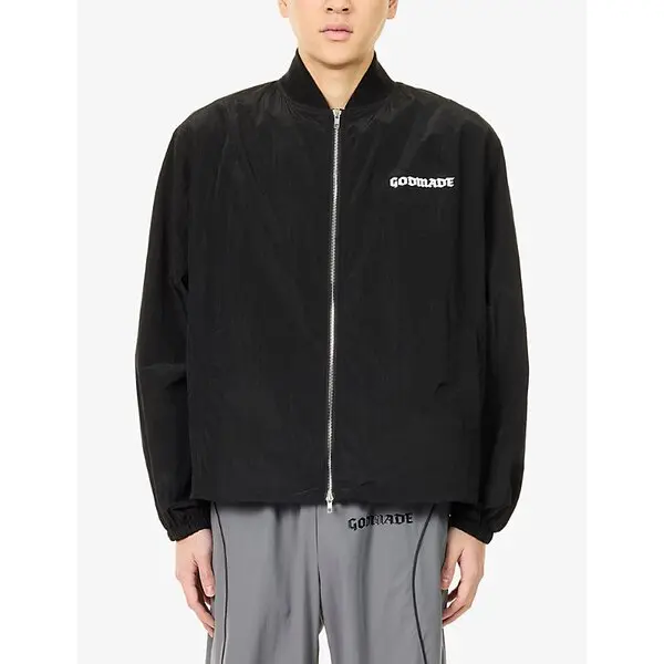 GODMADE Logo-embroidered Long-sleeve Shell Bomber Jacket