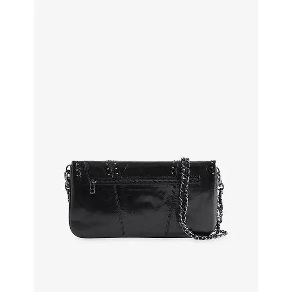 Zadig&Voltaire Rock Vintage Patent-stud Leather Clutch Bag - Black