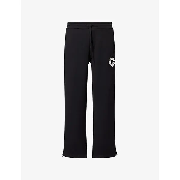 THE COUTURE CLUB Monogram Emblem Straight-leg Cotton-blend Jogging Bottoms - Black